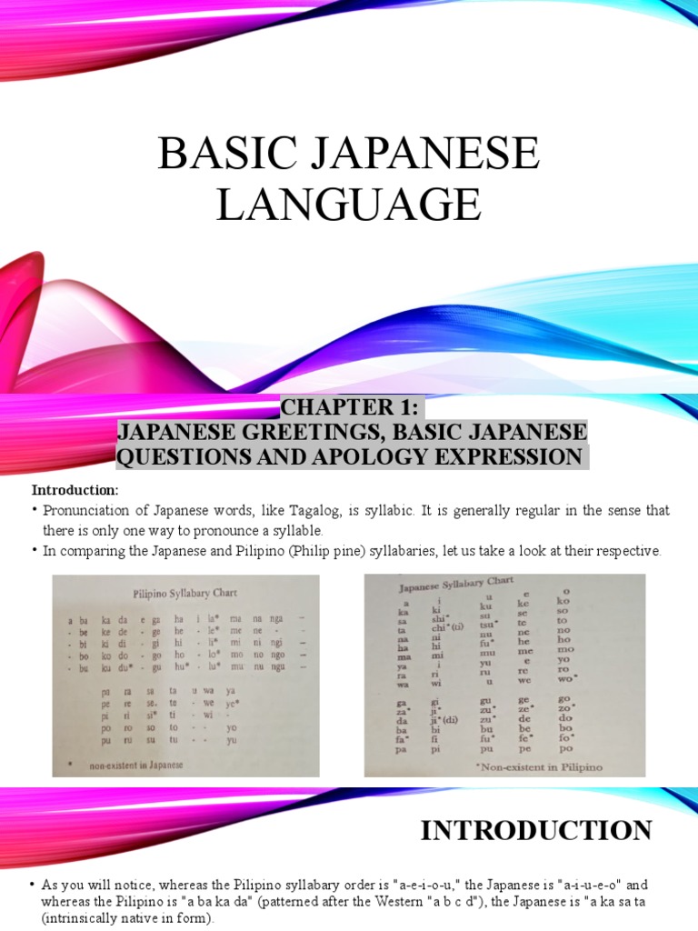 Basic Japanese Language Chapter 1 | PDF | Japanese Language | Syllable