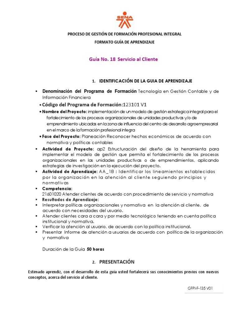 Guia 18 Servicio Al Cliente | PDF | Business | Calidad (comercial)