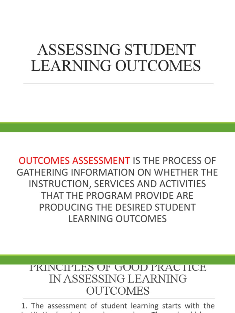 Assessing Student Learning Outcomes | PDF | Educational Assessment | Learning