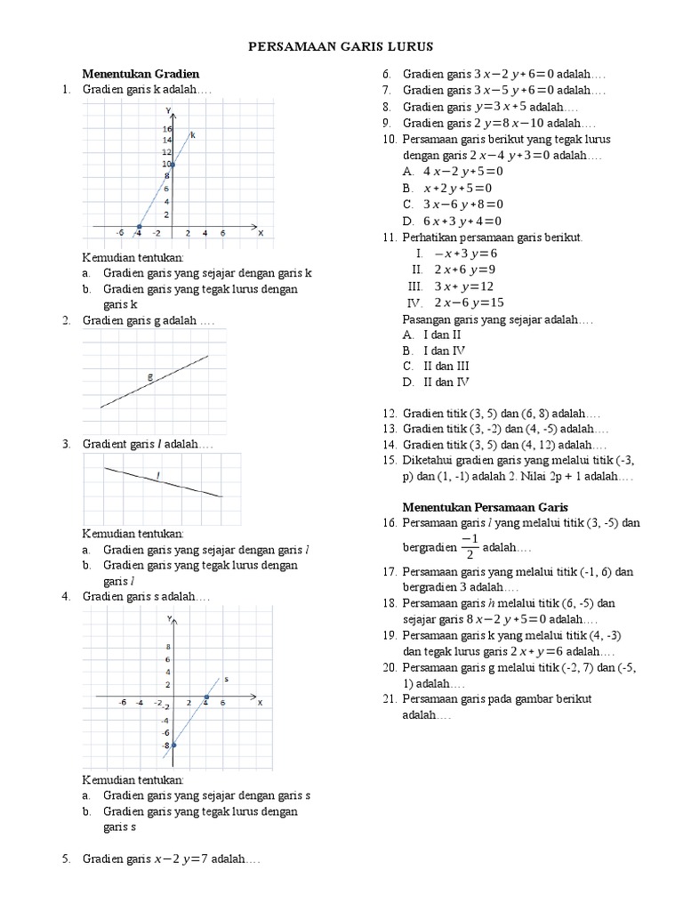 Latihan Persamaan Garis Lurus | PDF | Metode & Bahan Ajar