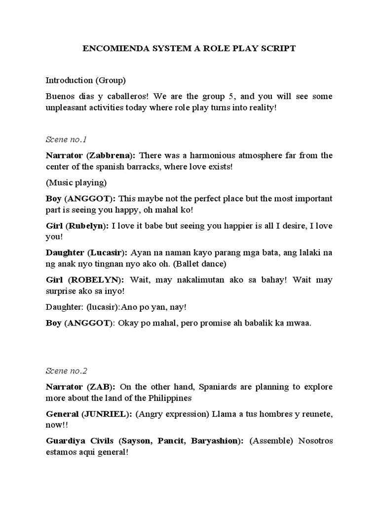 Encomienda System A Role Play Script | PDF