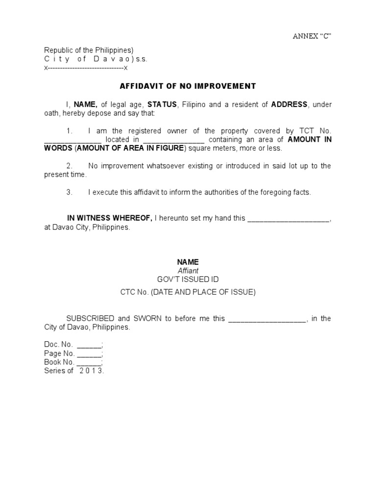Affidavit of No Improvement | PDF