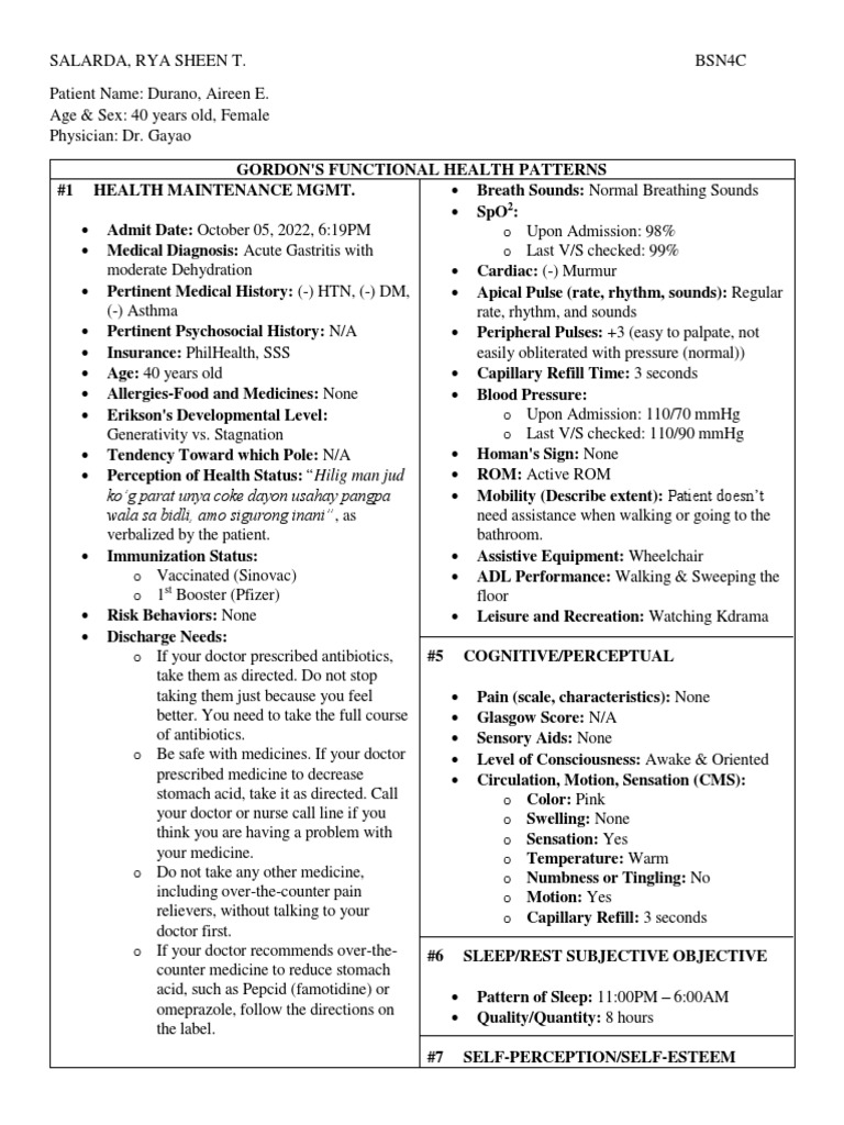 GORDONS Durano Aireen E. | PDF | Drink | Pain