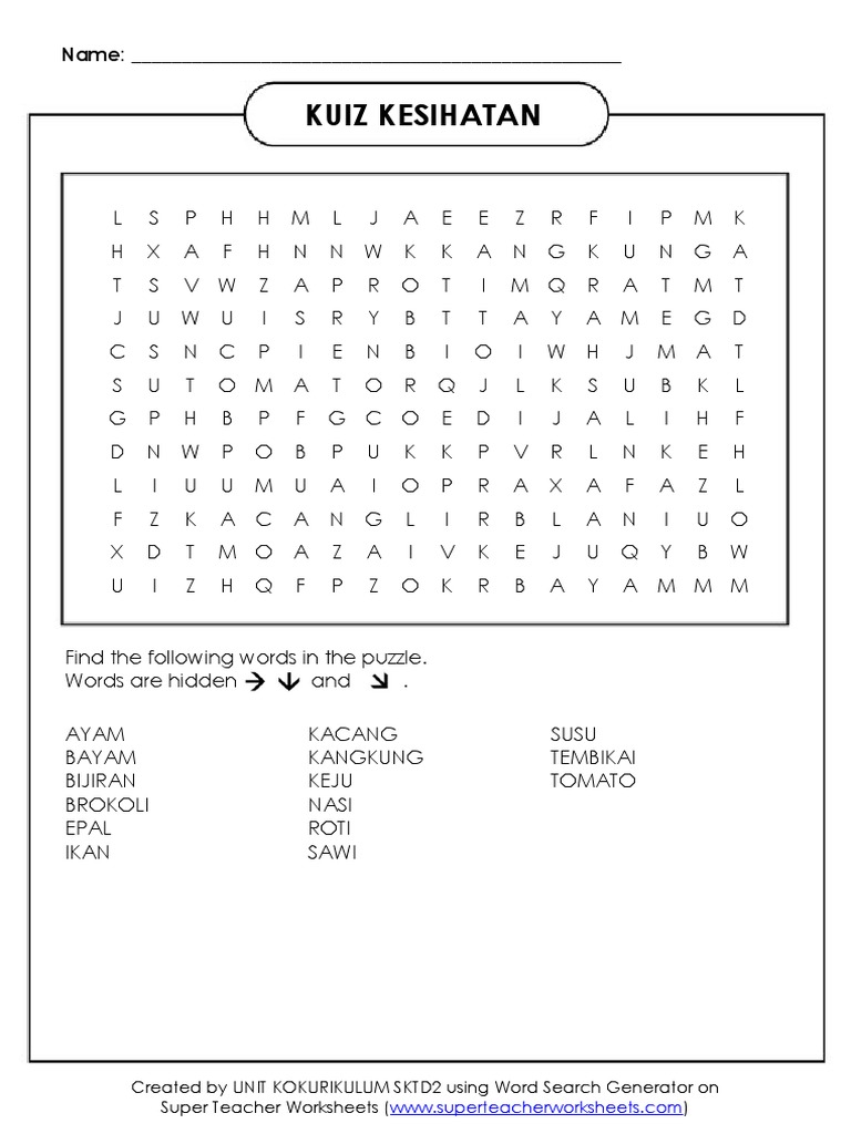 Super Teacher Worksheets KUIZ KESIHATAN | PDF | Puzzles | Word Puzzles
