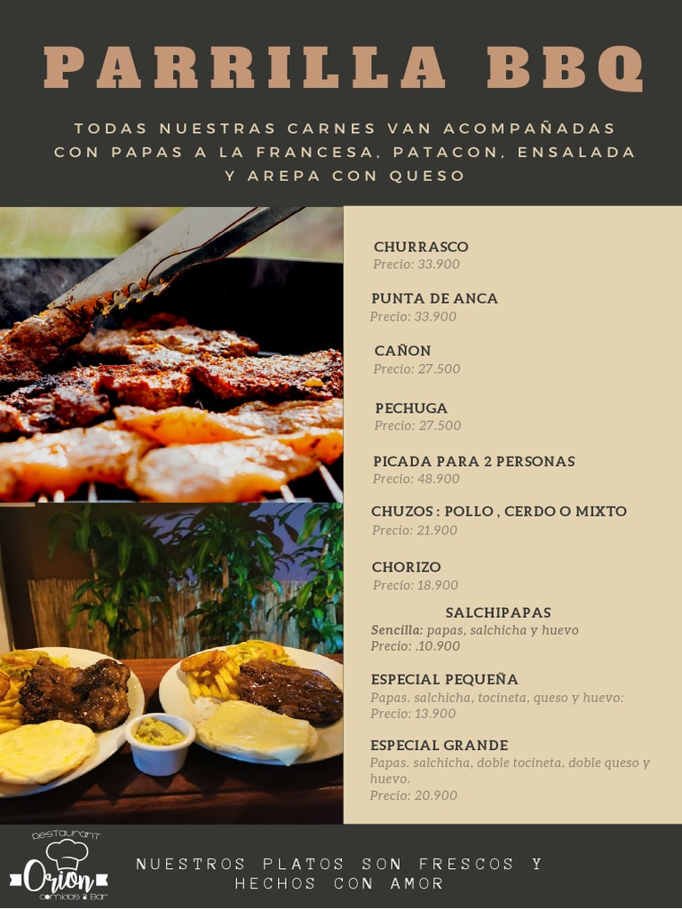 Menú Orion | PDF | Cocina de las Americas | Comida y bebida