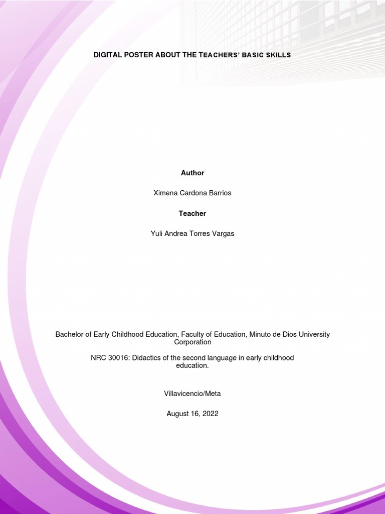 Digital Poster About The Teachers' Basic Skills | PDF | Método de ...