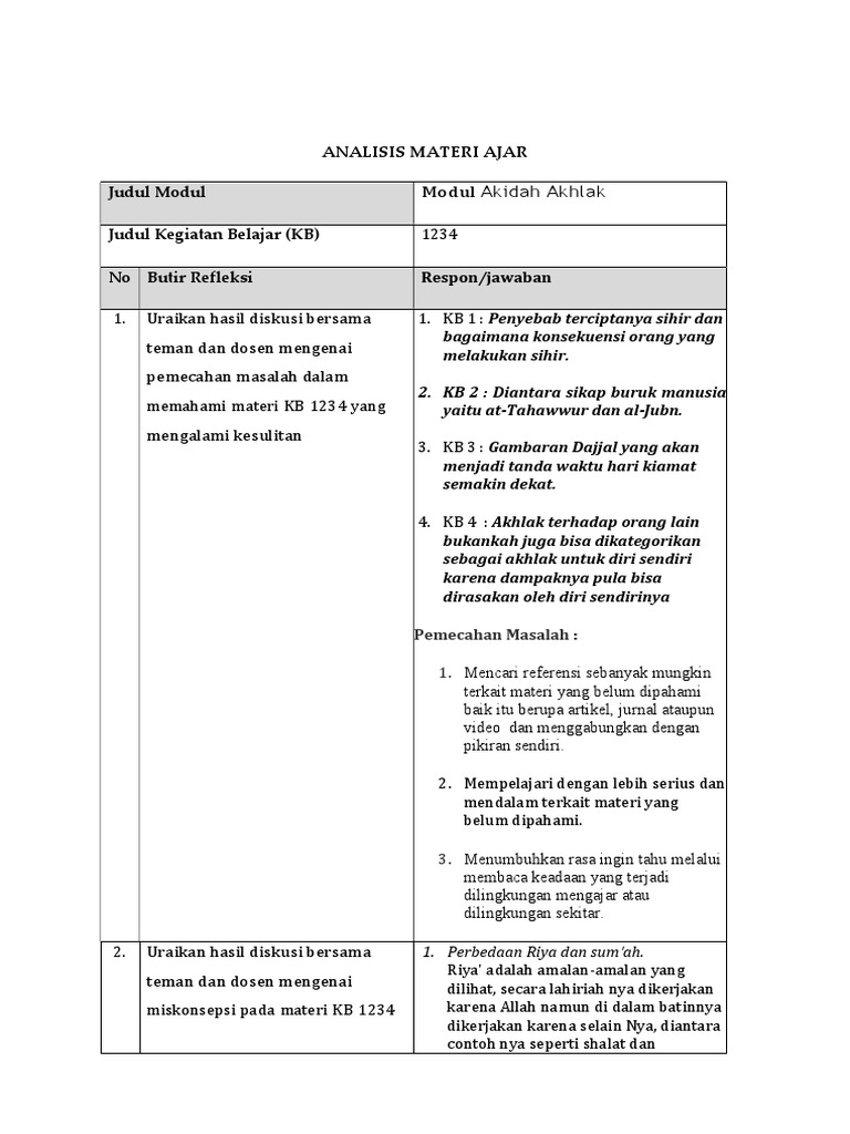 Analisis Materi Ajar PBL | PDF