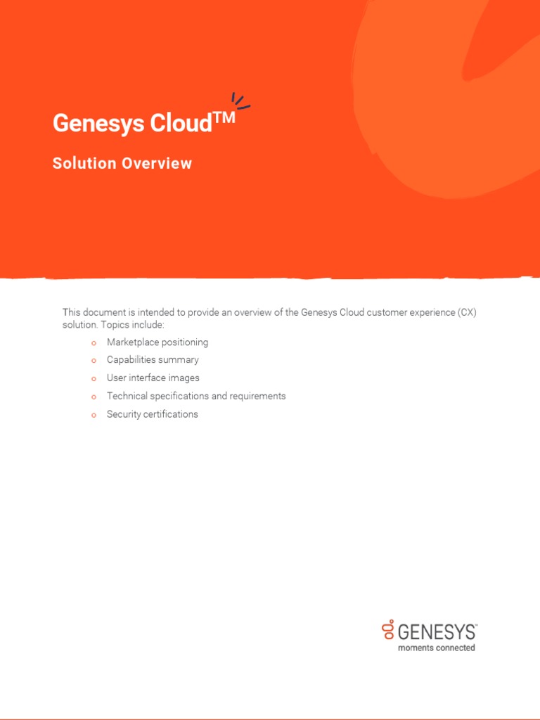Genesys Cloud Solution Overview | PDF | Cloud Computing | Call Centre