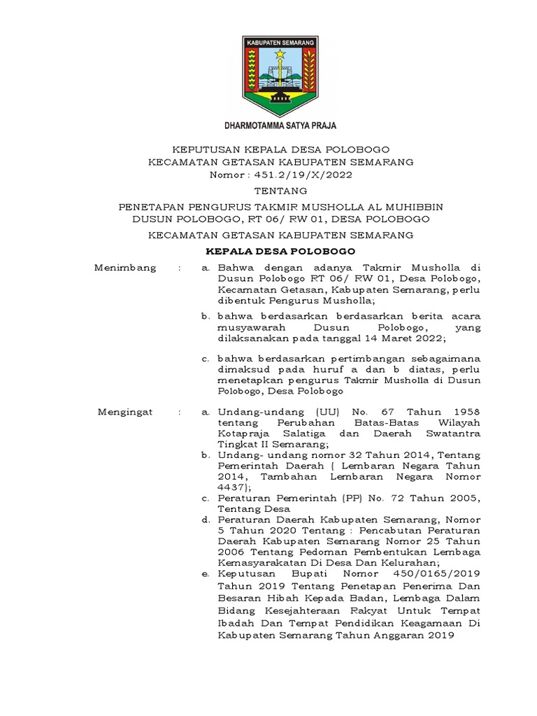 SK Mushola Al Muhibbin | PDF