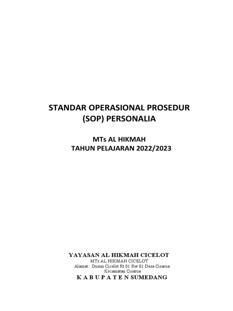 Sop Personalia Mts | PDF