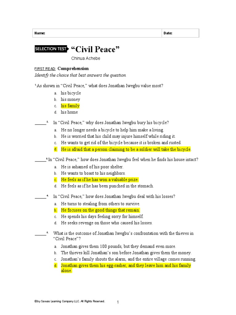 "Civil Peace: Themes and Character Analysis" | PDF | Theft | Crimes