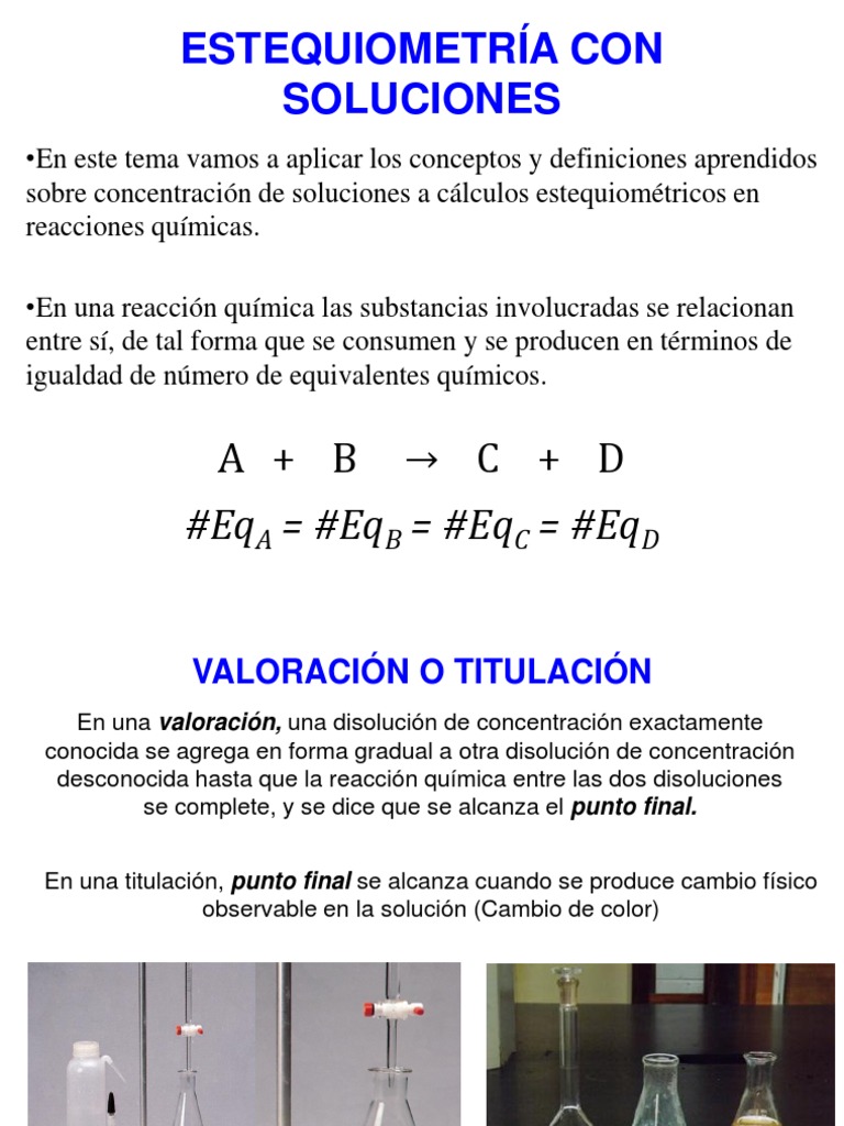 Presentación - Estequiometría Con Soluciones y Titulación | PDF ...