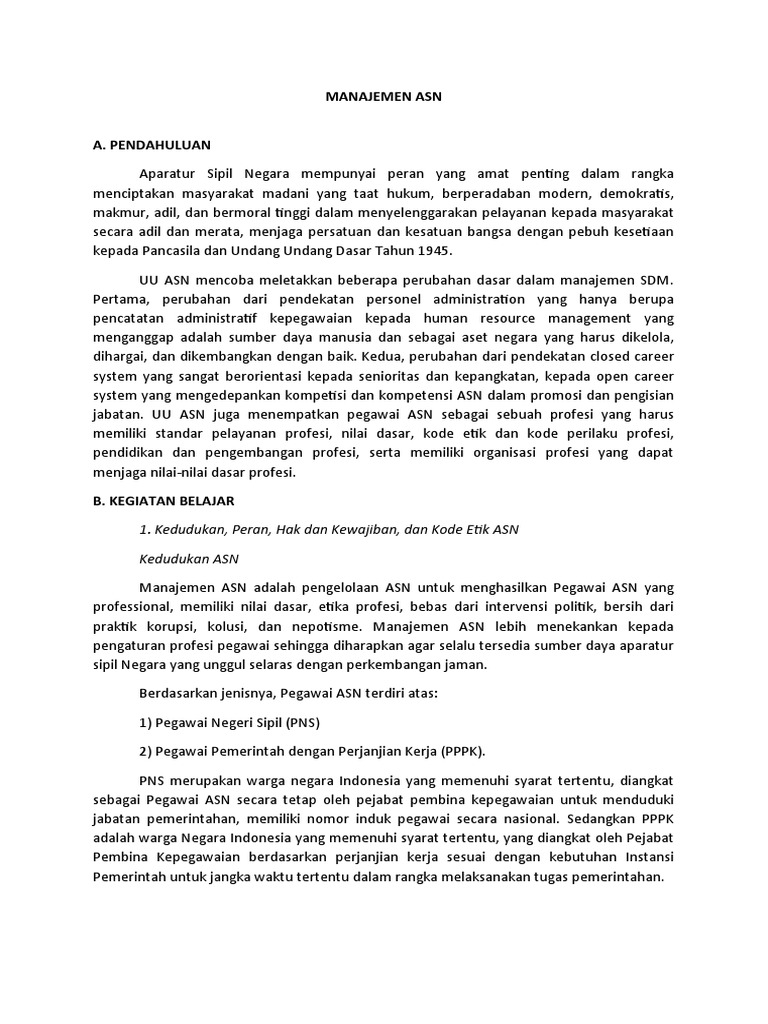 Resume MANAJEMEN ASN | PDF