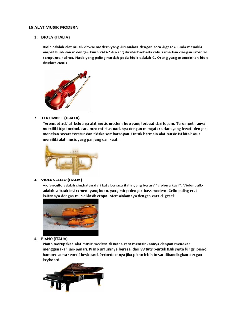 15 Alat Musik Modern dan Penjelasannya | PDF