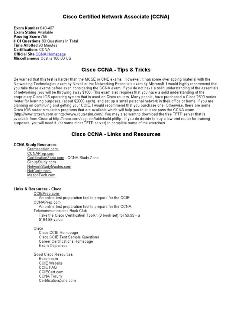Ccna The Exam | PDF | Cisco Certifications | Network Switch