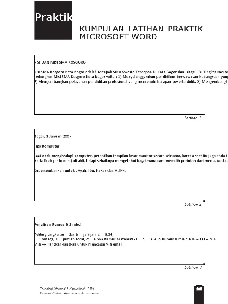 Kumpulan Soal Latihan Praktik Word Kls X | PDF