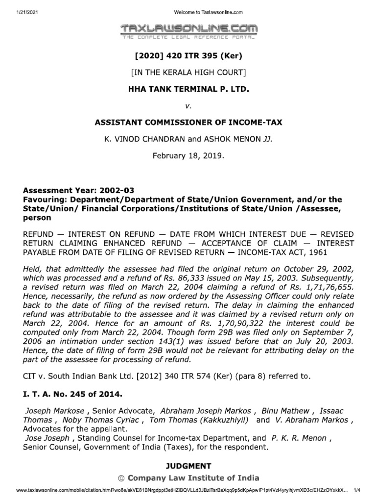 HHA Tank Terminal (P) Ltd. v. ACIT | PDF