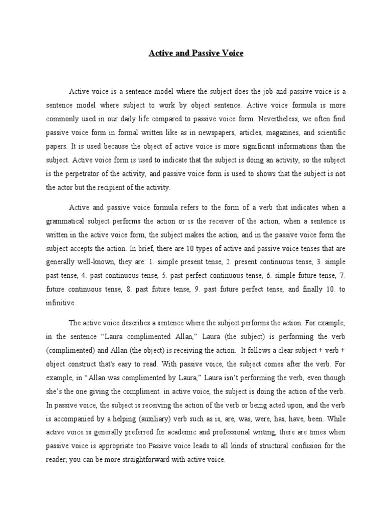 Active and Passive Voice | PDF