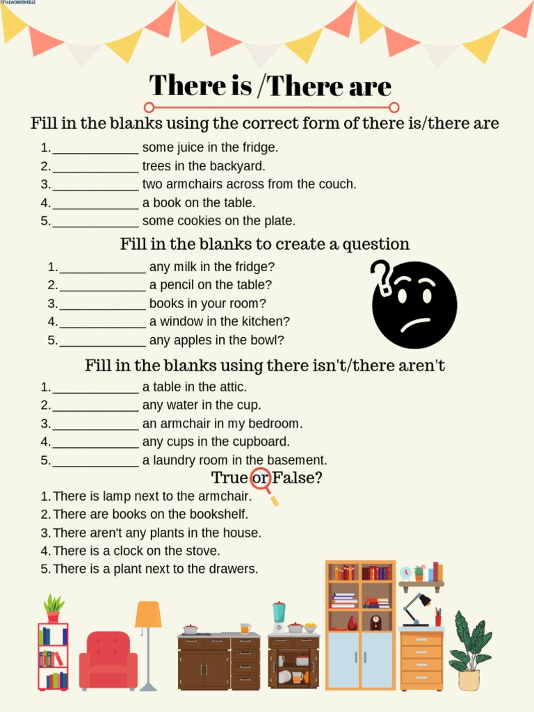 There Is There Are Worksheet | PDF