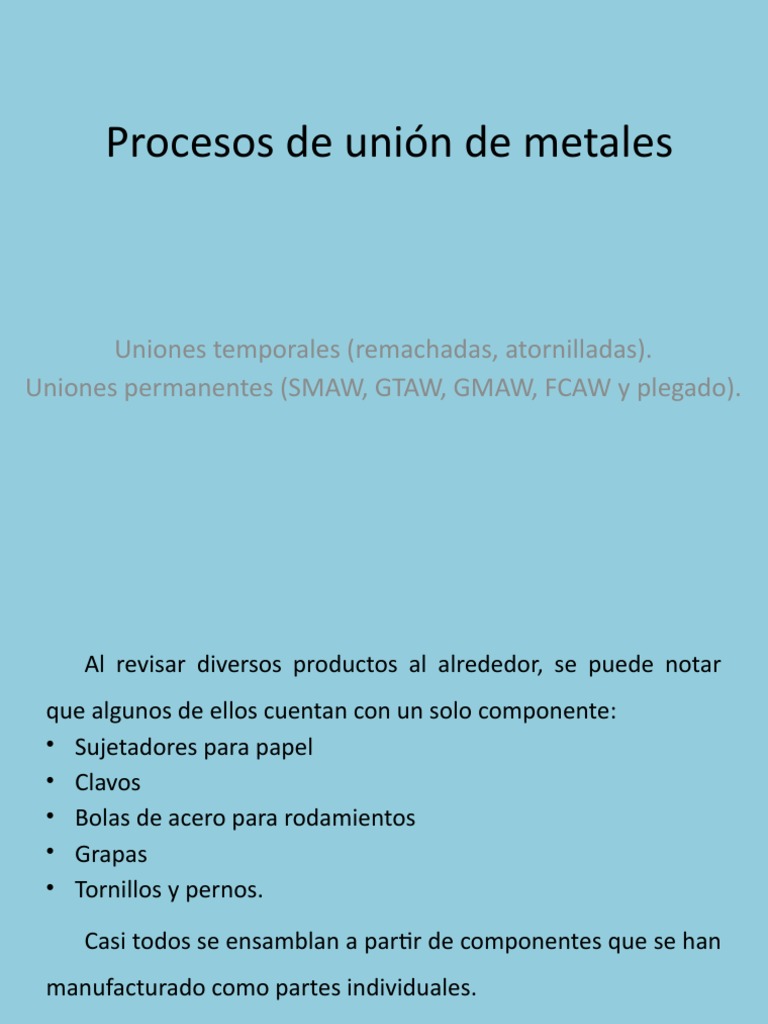 5 Procesos de Union de Metales | PDF | Construcción | Soldadura