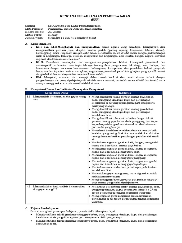 RPP 8 - Renang | PDF