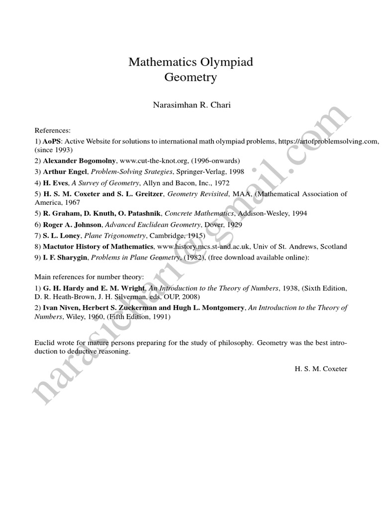 Olympiad 2019 Geometry Notes | PDF | Triangle | Area