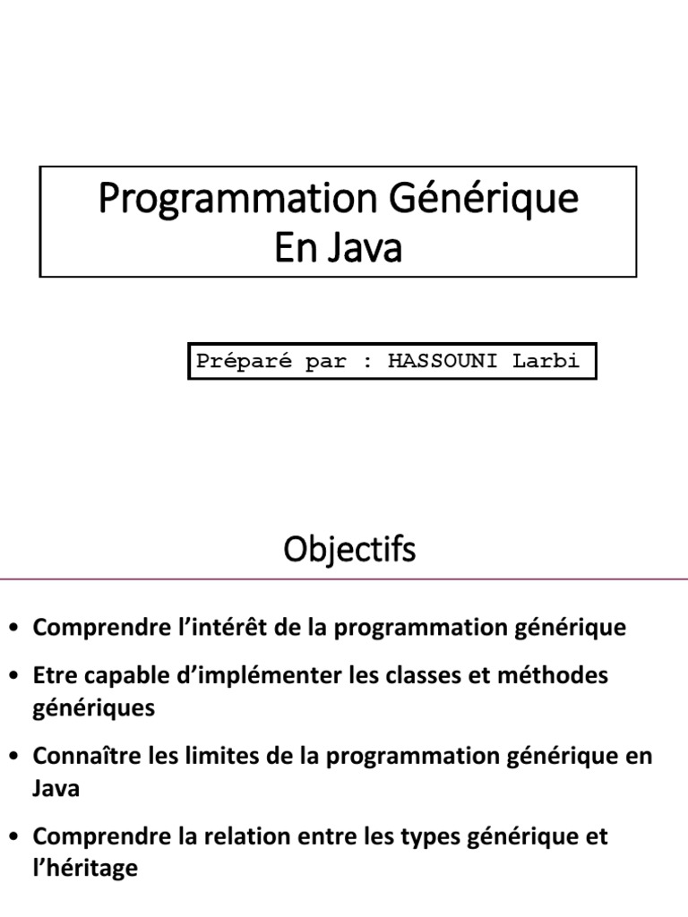 12 ProgrammationGenerique | PDF | Java (Langage de programmation) | Interface (Informatique)