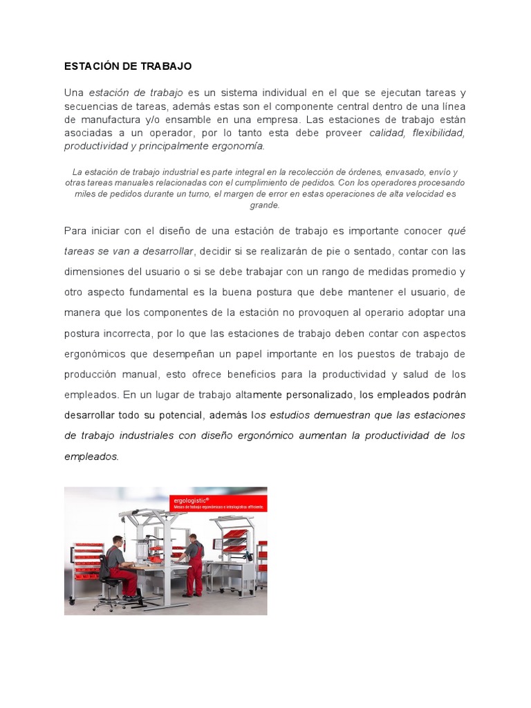 Estación de Trabajo | PDF | Factores humanos y ergonomía | Diseño