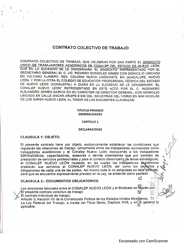 Contrato Colectivo de Trabajo | PDF
