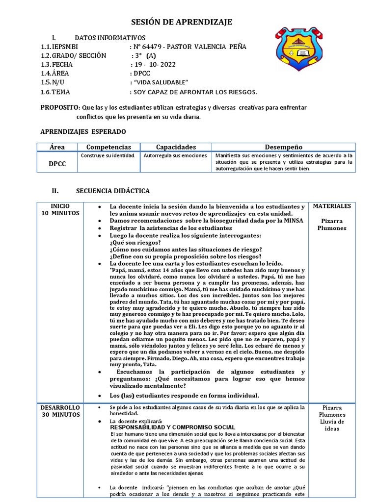 SESIÓN DE APRENDIZAJE DE 3° Social (C) SECUNDARIA DPCC de 19 DE NOVIEMBRE 2022 | PDF | Perú ...