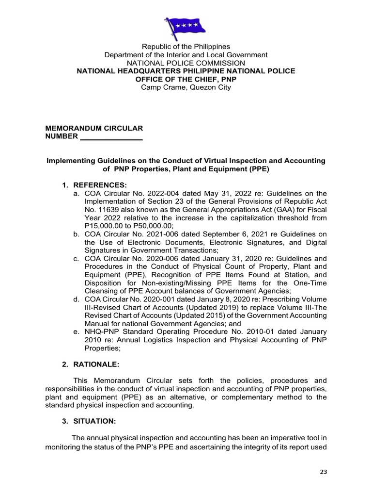 Annex B-Proposed MC On Virtual Inspection | PDF | Personal Protective Equipment | Inventory