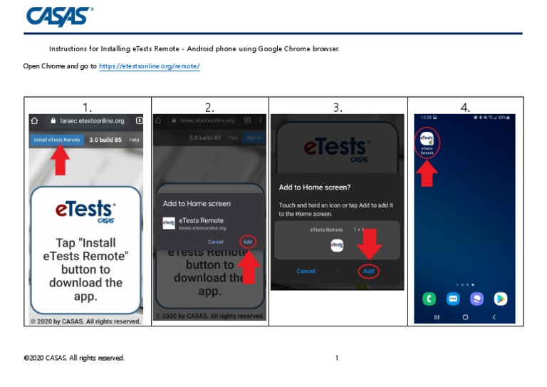 Installing Etests Remote - Android With Chrome - Simplified - Global | PDF