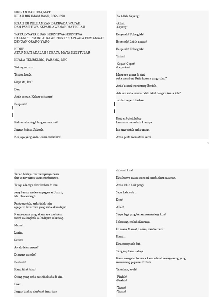 Mat Kilau Skrip | PDF