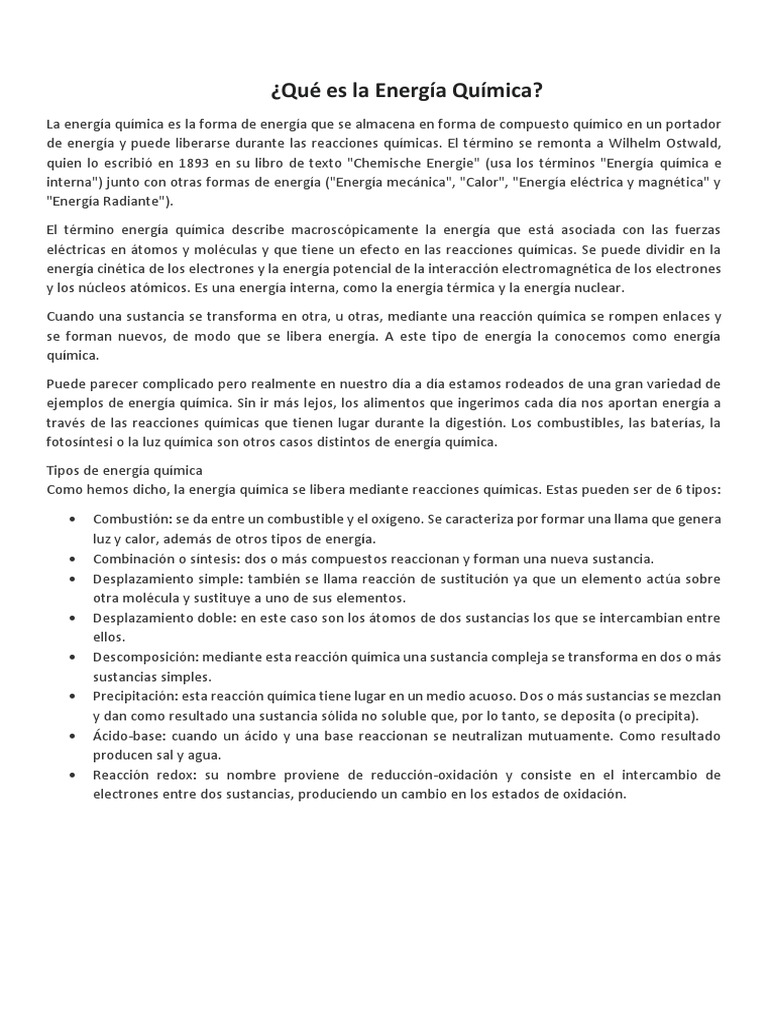 Introducción a la Energía Química | PDF | Química | Redox