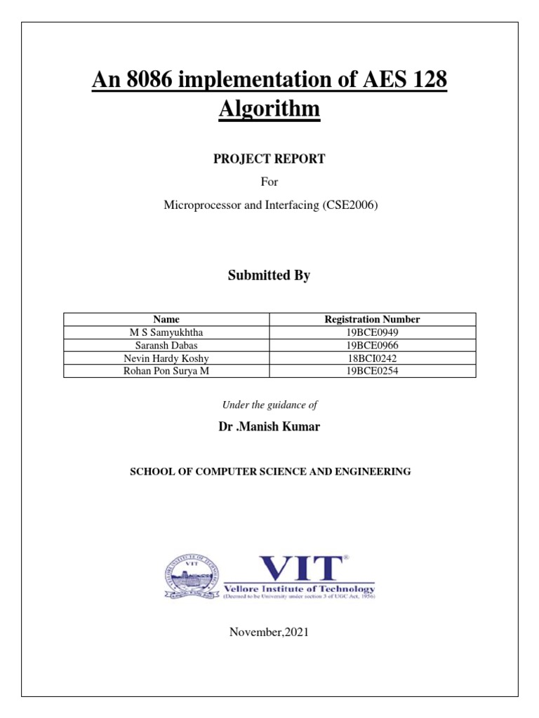 An 8086 Implementation of AES 128 Algorithm Report | PDF | Cryptography ... An 8086 Implementation of AES 128 Algorithm Report | PDF | Cryptography ...