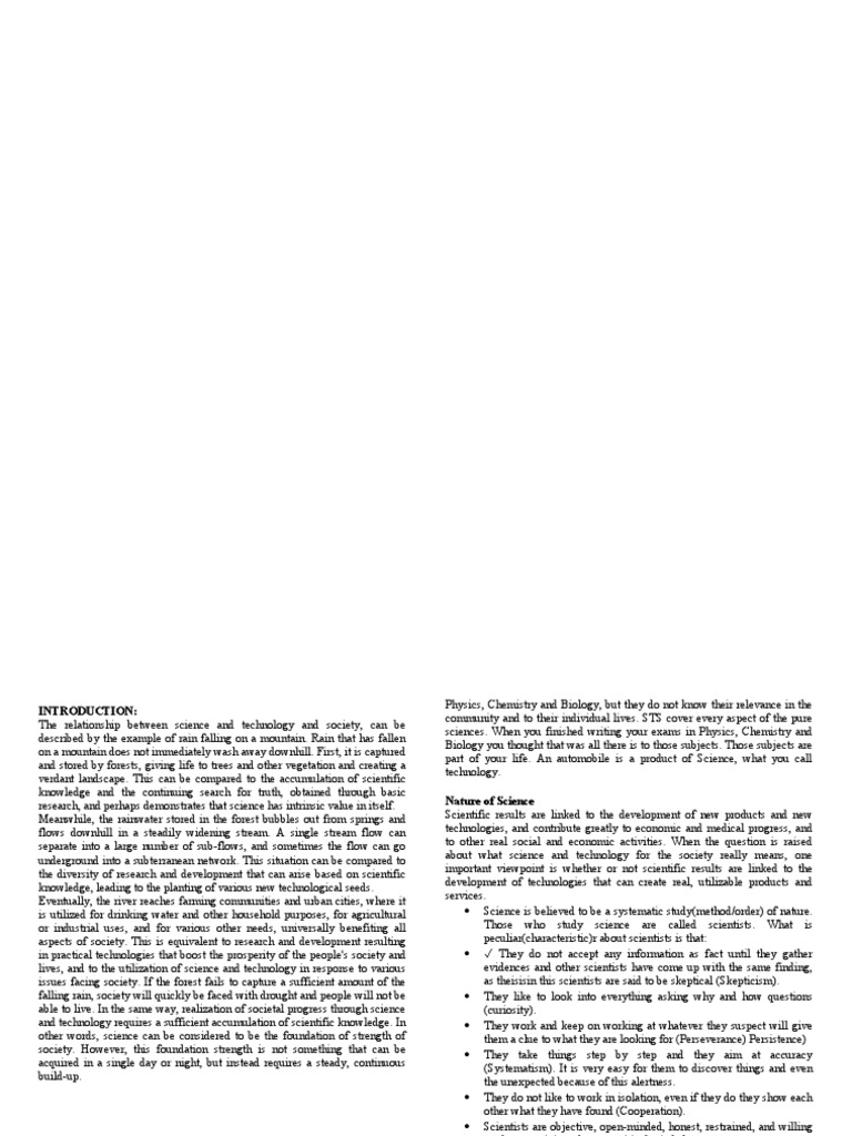 Ge 7 Prelim - STS | PDF | Science | Science Education