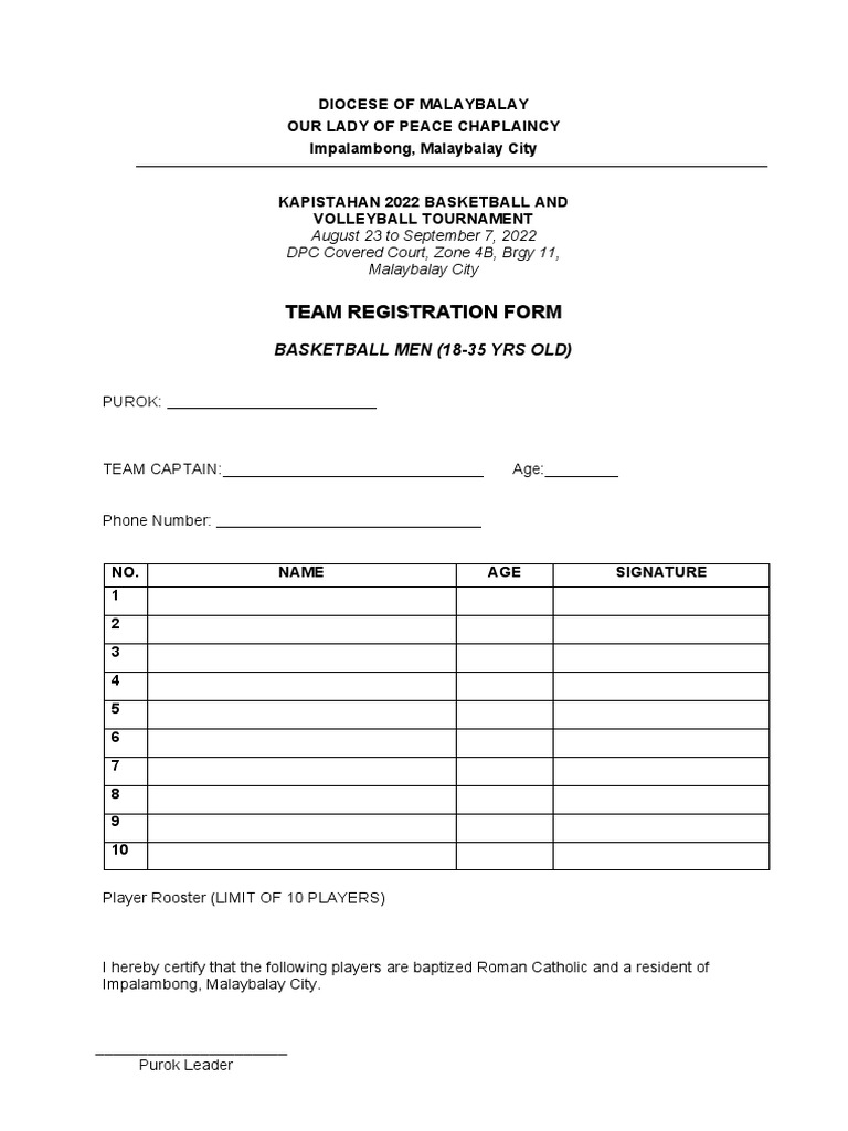 Basketball Men Reg Form | PDF