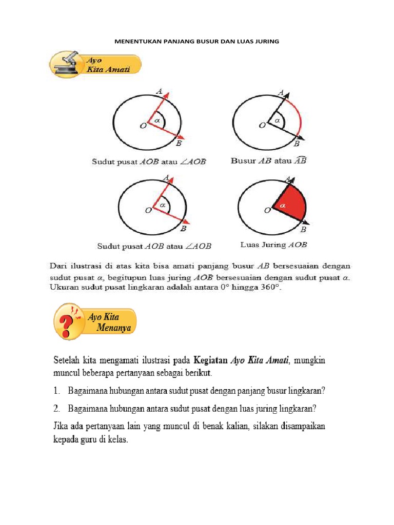 Menentukan Panjang Busur Dan Luas Juring | PDF