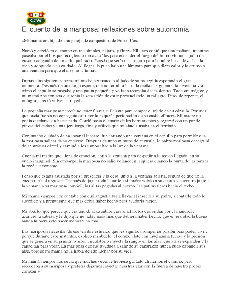 El Cuento de La Mariposa-Reflexiones Sobre Autonomia. | PDF | Mariposa