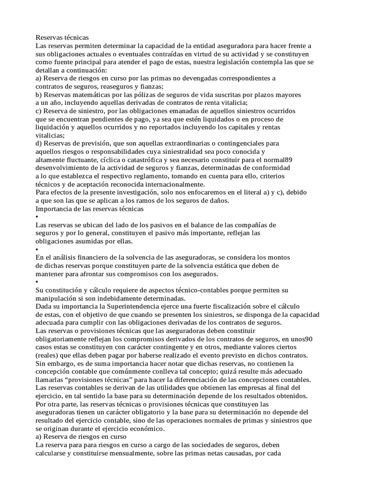 Reservas Tecnicas | PDF | Seguro | Reaseguro