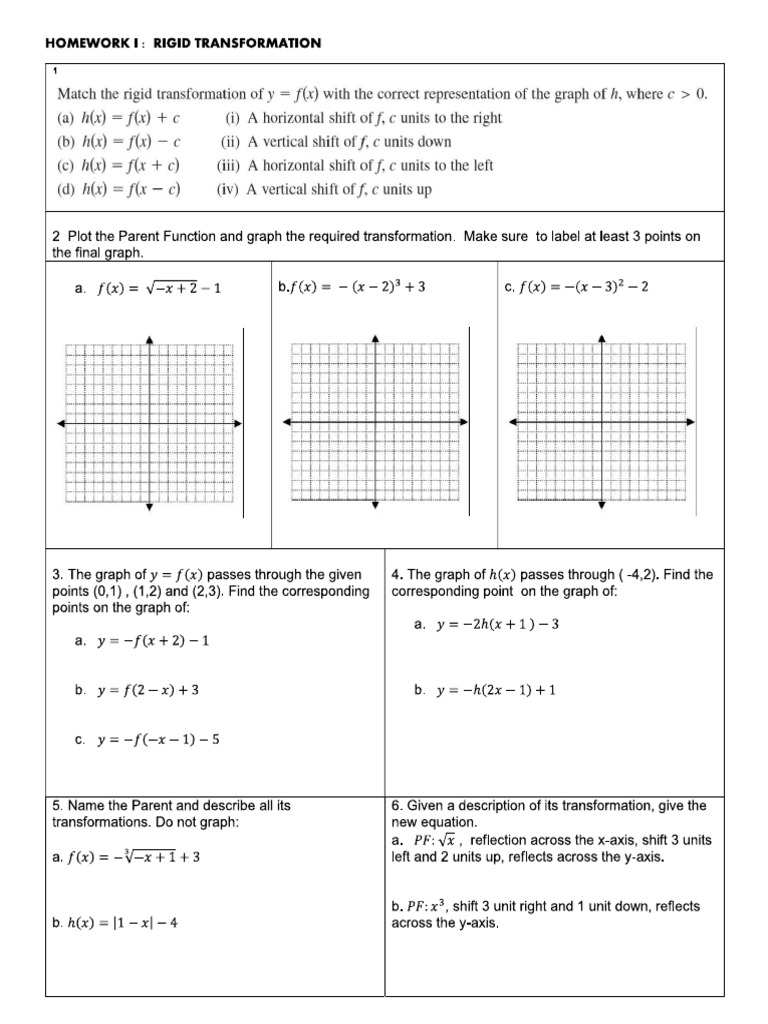 Transformations Hw 1 And 2 Pdf 