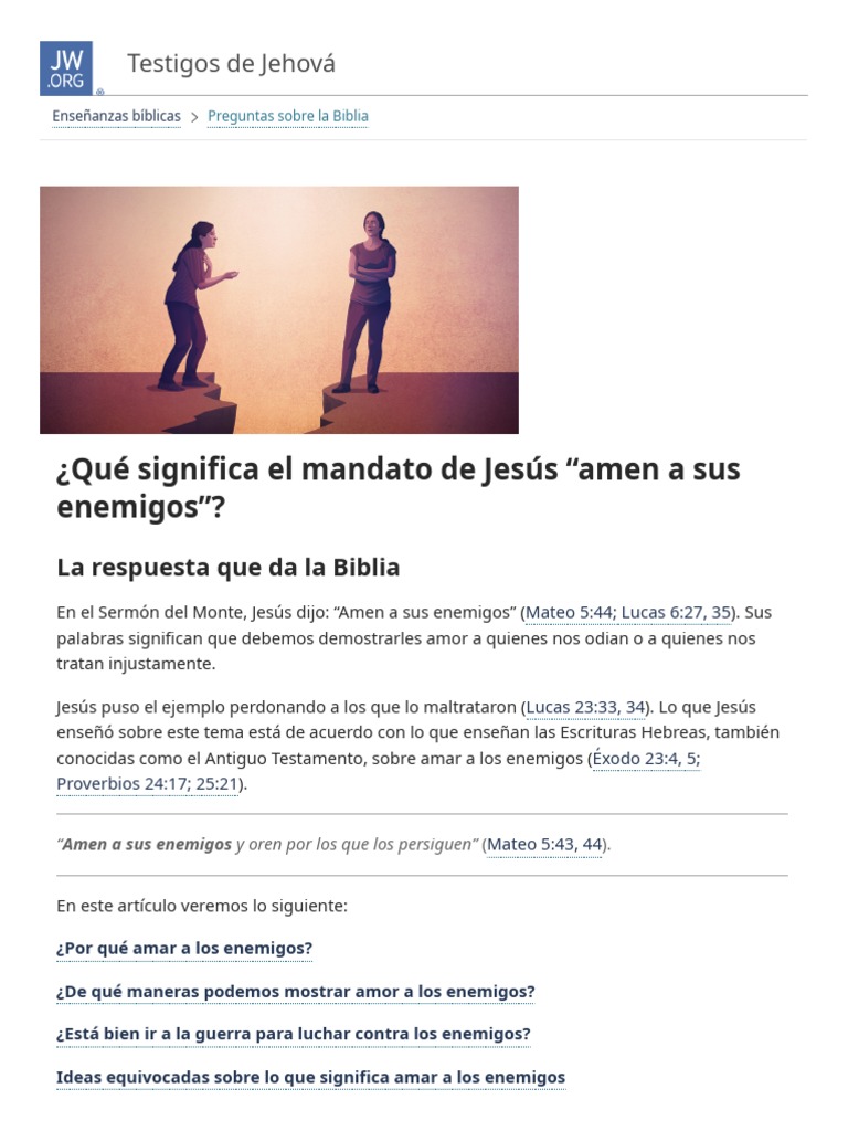 ¿Qué Significa El Mandato de Jesús "Amen A Sus Enemigos" - Lo Que La ...
