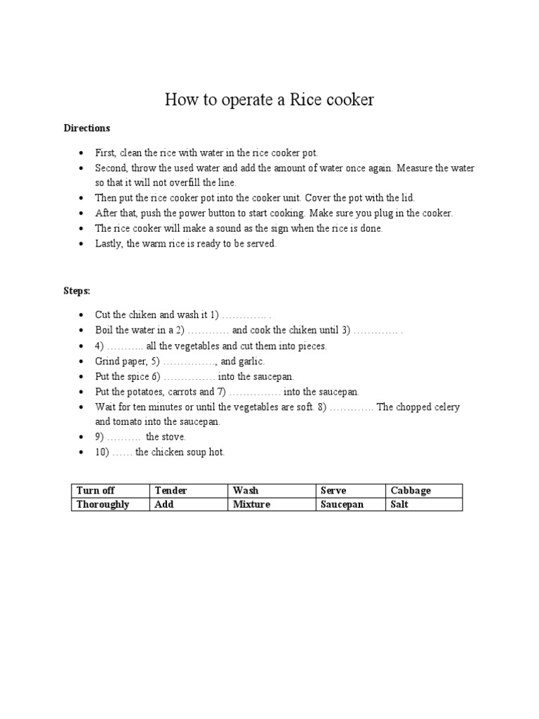 How To Operate A Rice Cooker | PDF