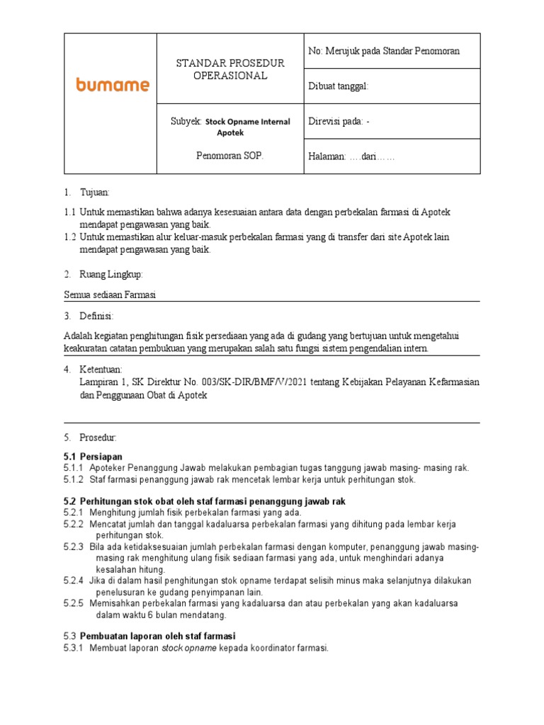 Sop Stok Opname Apotek Pdf