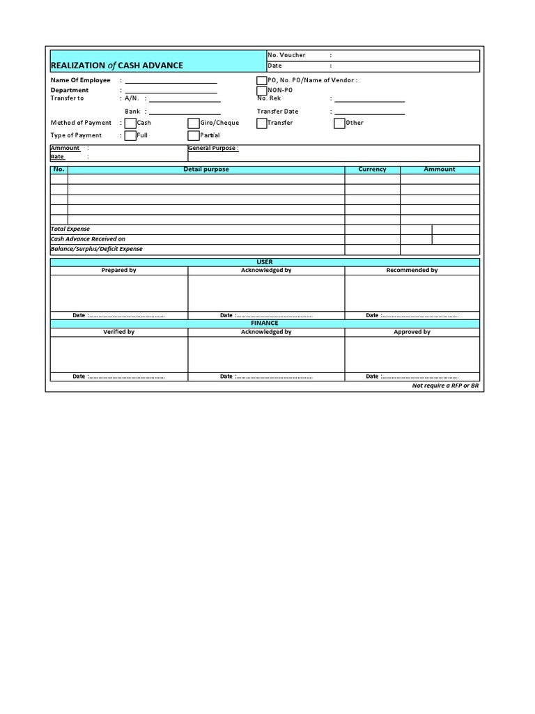 Simple Cash Advance Voucher Form | PDF | Finance & Money Management