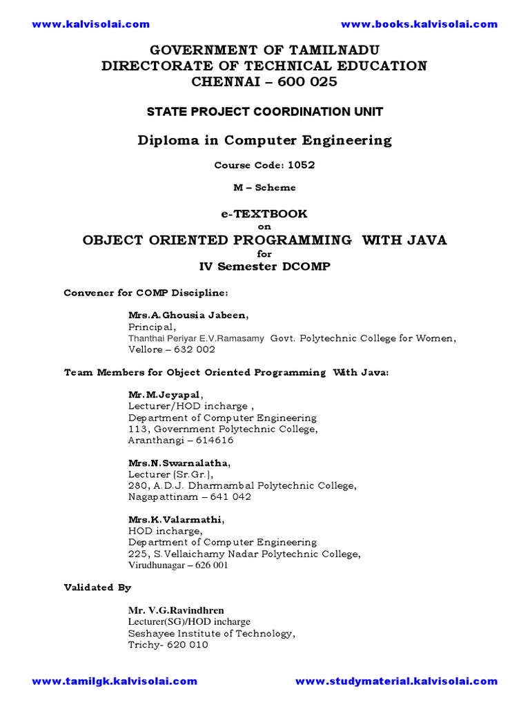 Cs Polytechnic Engineering Oop With Java Semester 4 Text Books Pdf Java Programming
