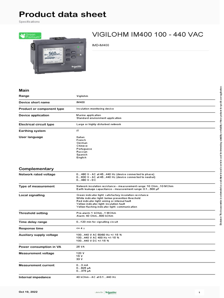 Vigilohm IMD-IM400 | PDF | Alternating Current | Electromagnetism