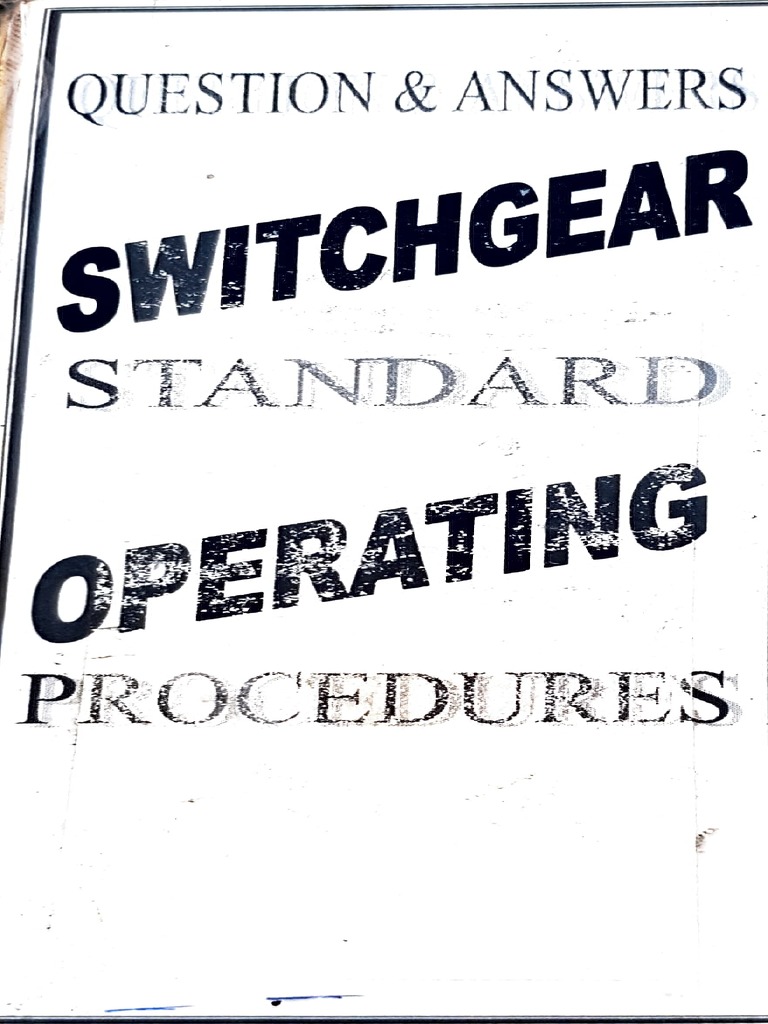 Switchgear Standard Operating Procedures | PDF | Electrical Wiring | Electromagnetism