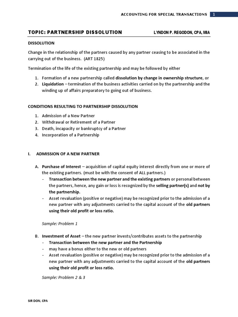 Partnership Dissolution Accounting Guide | PDF | Partnership | Interest