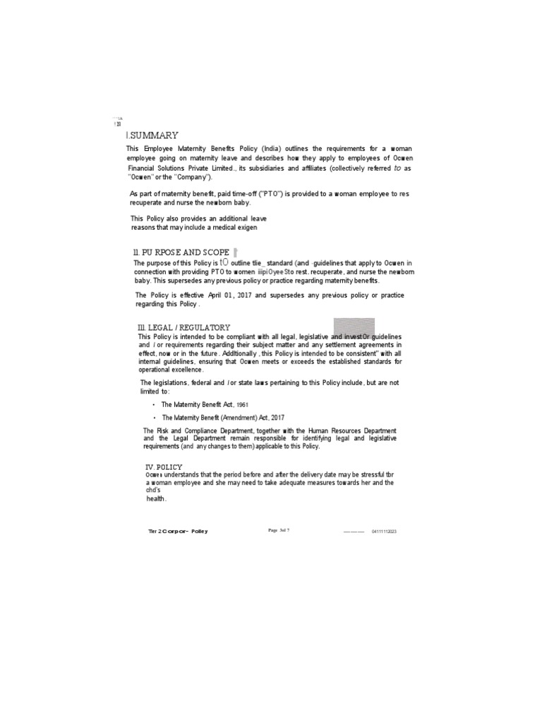 Maternity Policy | PDF | Miscarriage | Human Resources
